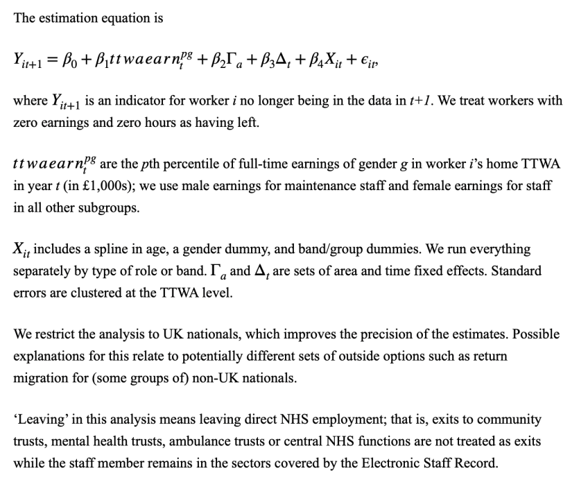 Regional variation in earnings and the retention of NHS staff in Agenda for Change bands 1 to 4 ...